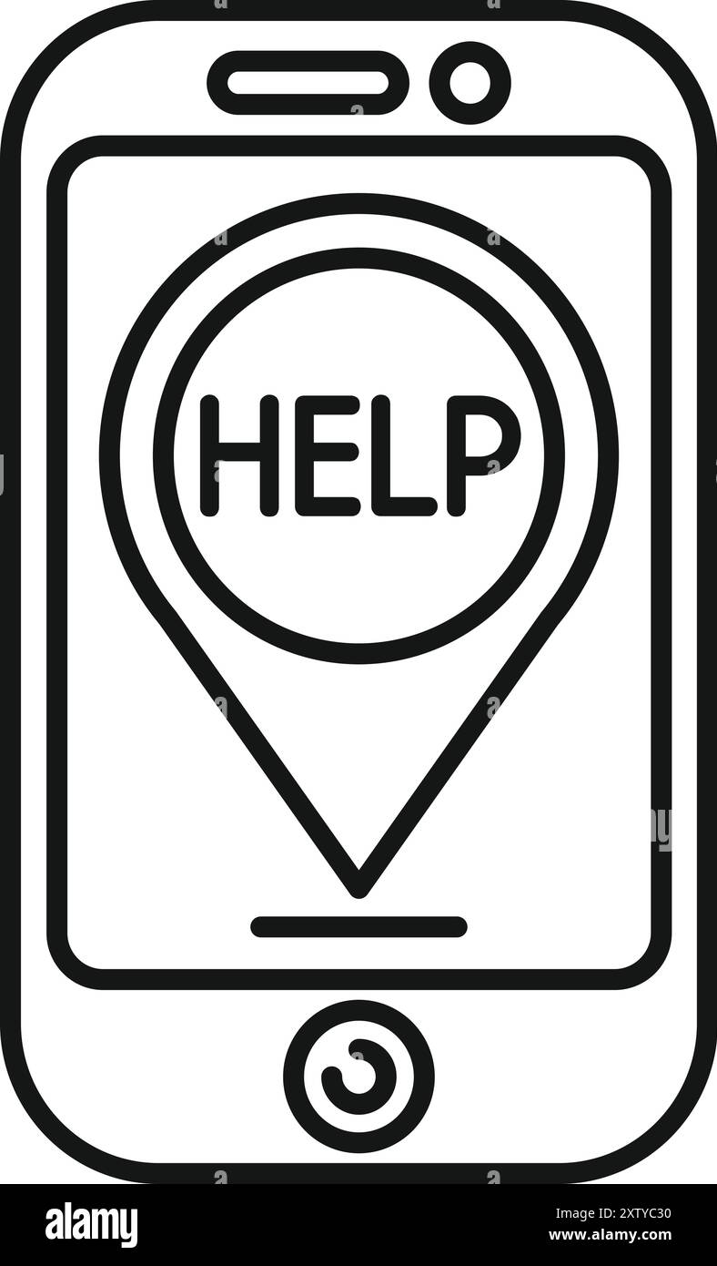 Smartphone is showing a help pin icon, indicating an emergency call ...