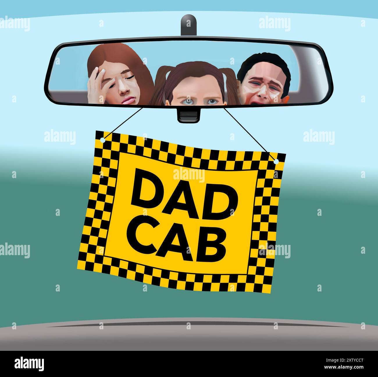The dad cab is the family car being driven by dad with three of his ...