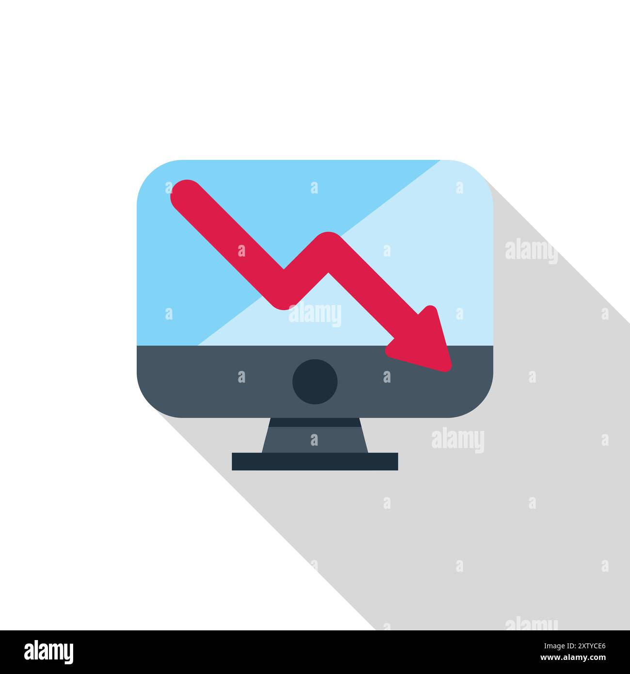 Computer screen displaying a red arrow trending down, representing ...