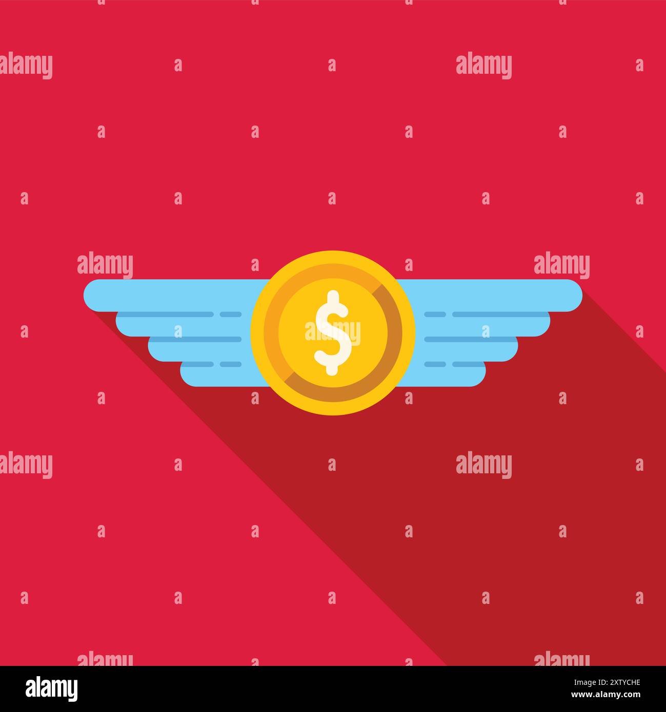 Gold coin with wings flying representing fast easy money transfer ...