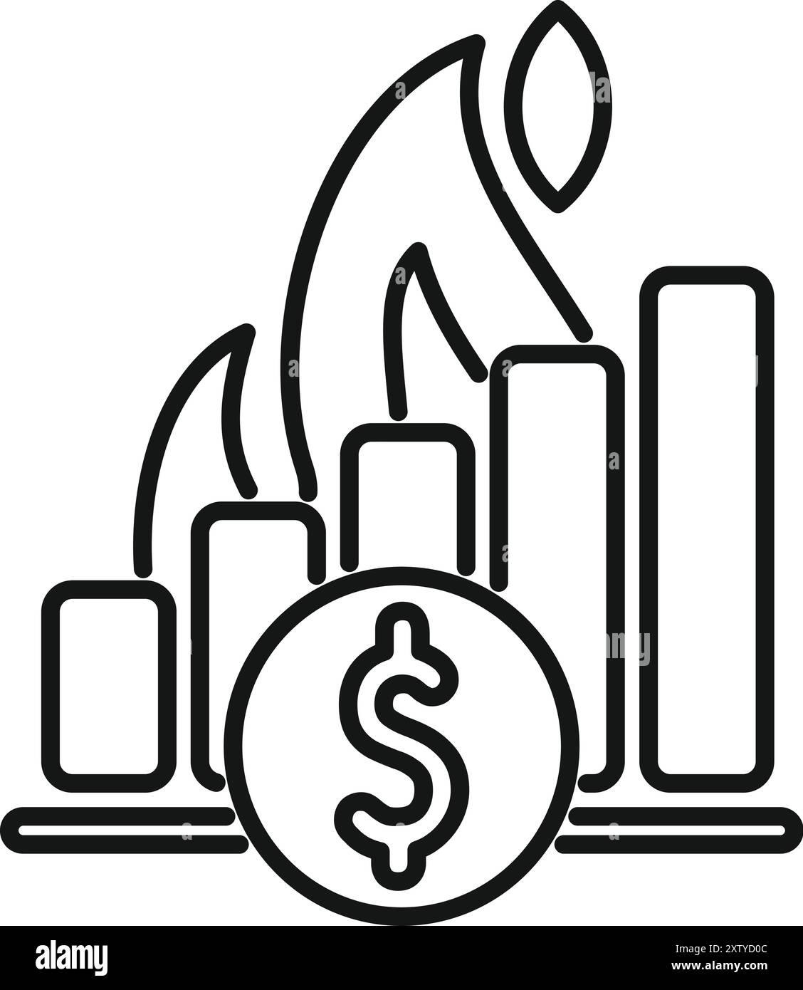 Fire Is Burning A Graph Showing Growing Dollar Coin Inflation Concept Stock Vector Image And Art 