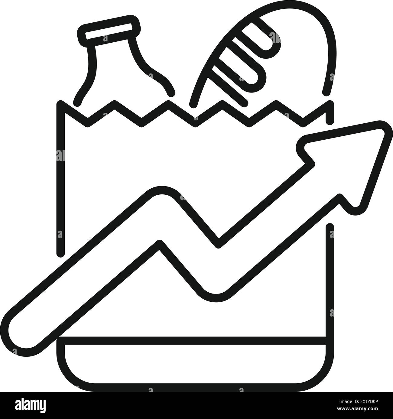 Line icon representing rising grocery prices, symbolizing inflation and ...