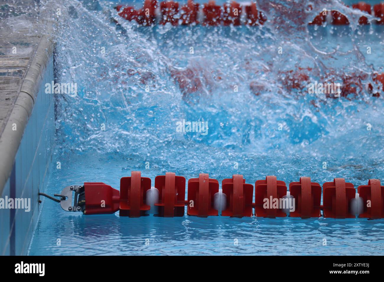 Outdoor Sports Swimming Pool. Blue water and separation paths for ...