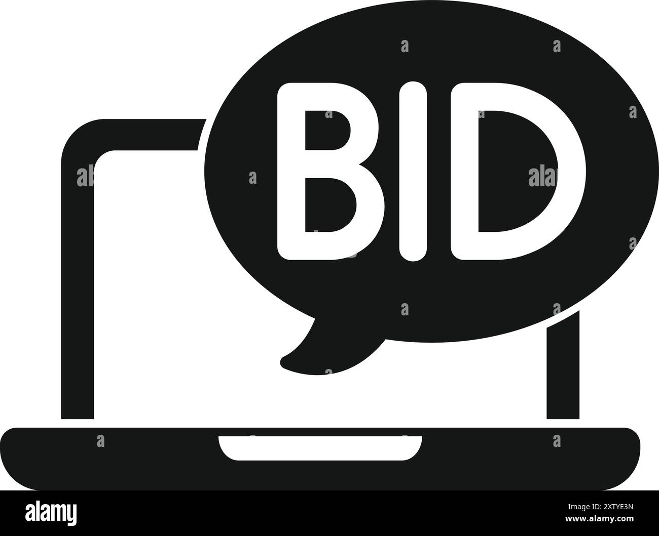 Black and white vector illustration of an online auction concept Stock ...