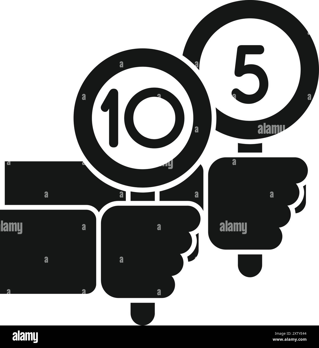 Jury members giving scores holding scorecards judging competition Stock ...