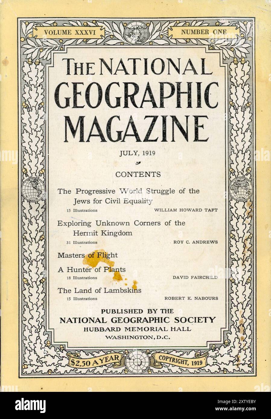 Vintage "The National Geographic Magazine" July 1919 issue advert, USA ...