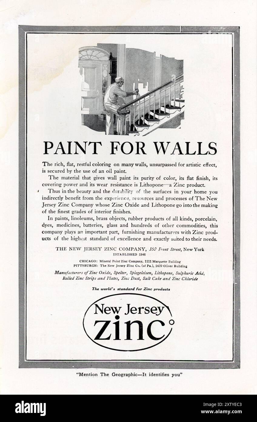 Vintage "The National Geographic Magazine" July 1919 issue advert, USA ...