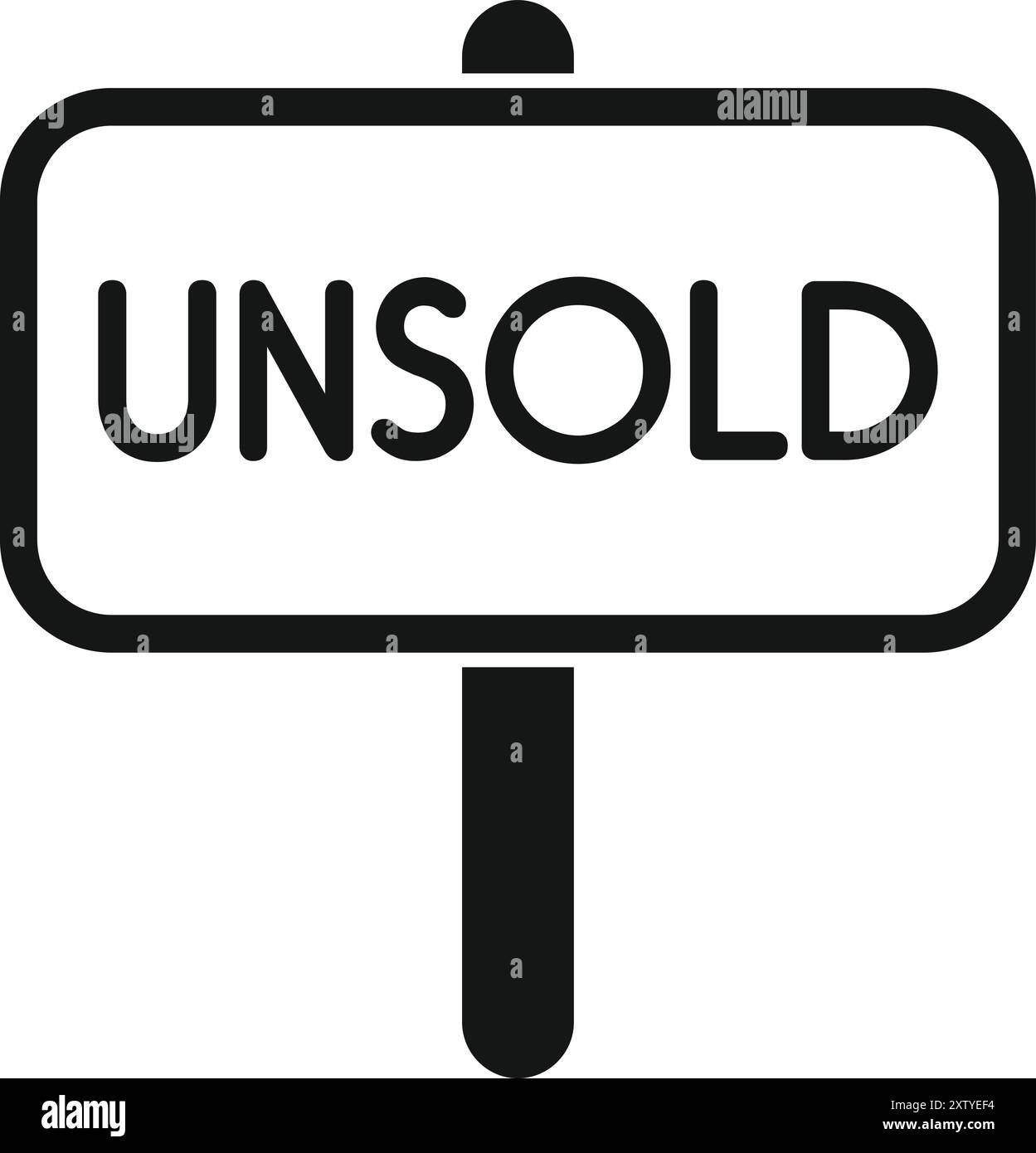 Simple black and white vector illustration of an unsold sign, often ...