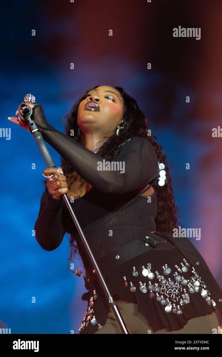 London, United Kingdom. 16th August 2024. Tems performs at All Points ...
