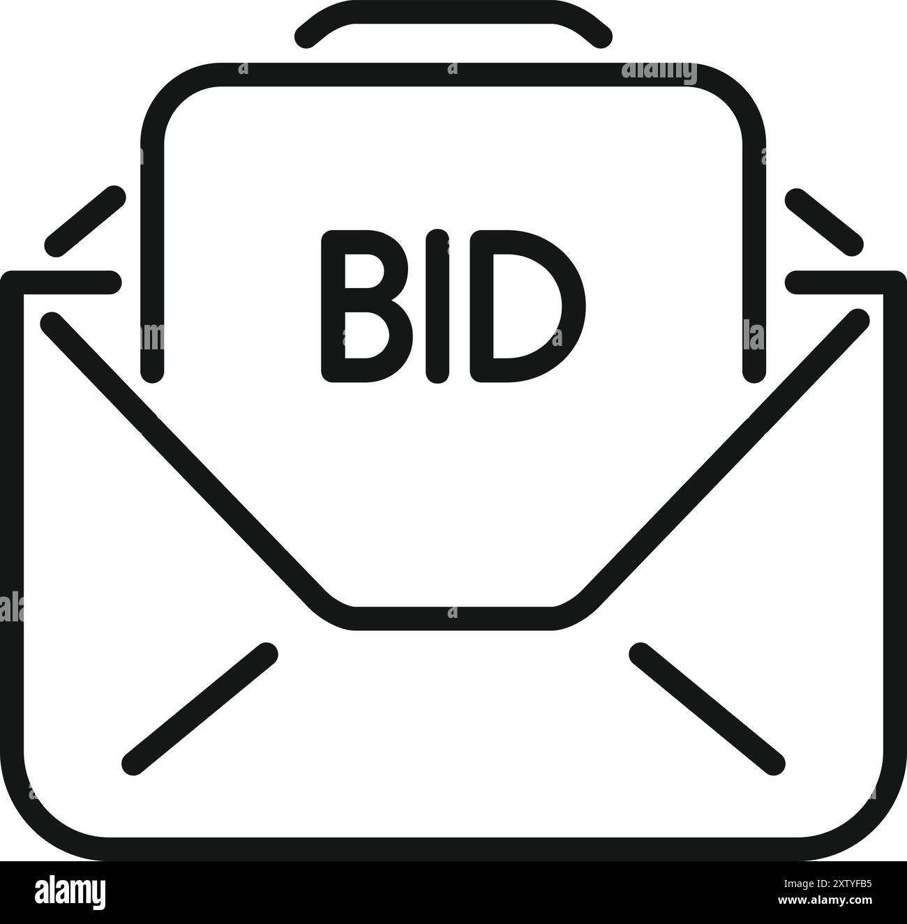 Open envelope with bid lettering offering contract in auction for ...