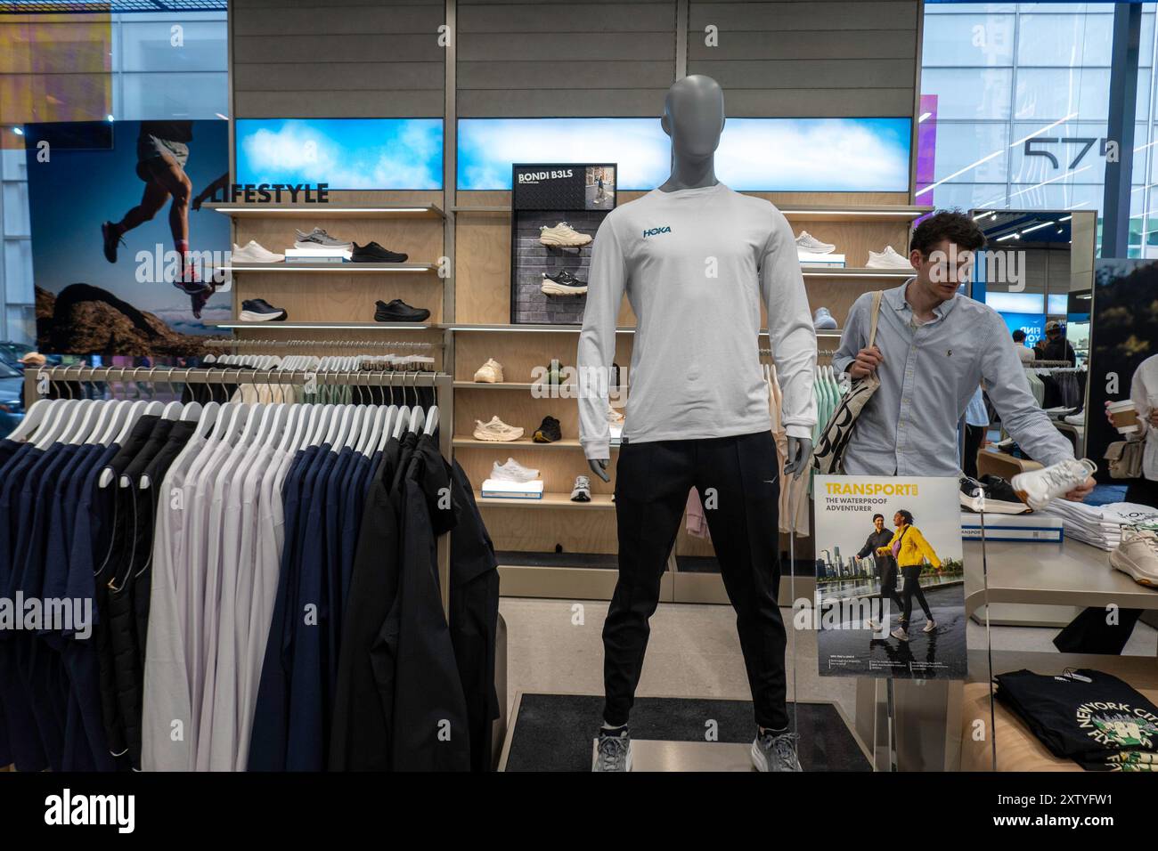 The Hoka athletic shoe store is located on fifth Avenue in Midtown ...