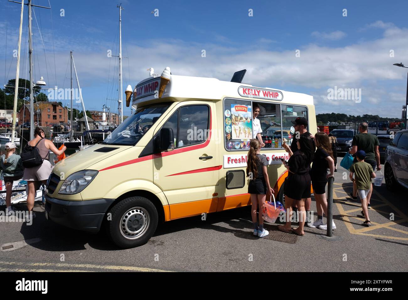 Padstow Cornwall A Kellys Ice Cream Van on Lifeboat day Stock Photo - Alamy