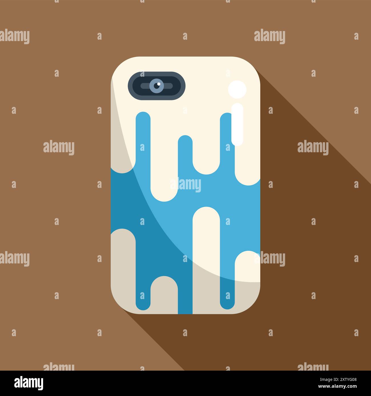 White plastic smartphone case with a blue paint dripping design ...