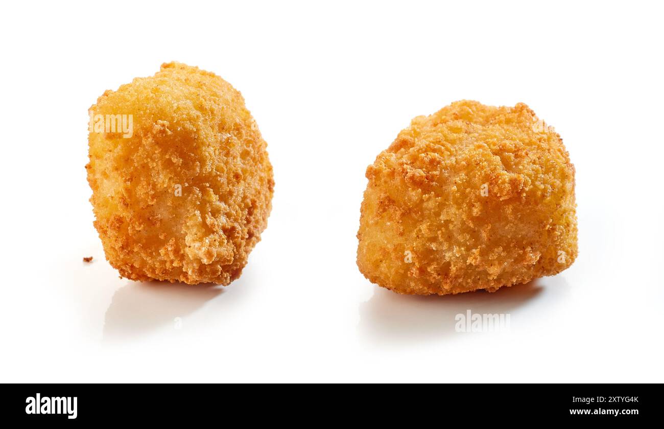 fried fish fillet nuggets isolated on white background Stock Photo - Alamy