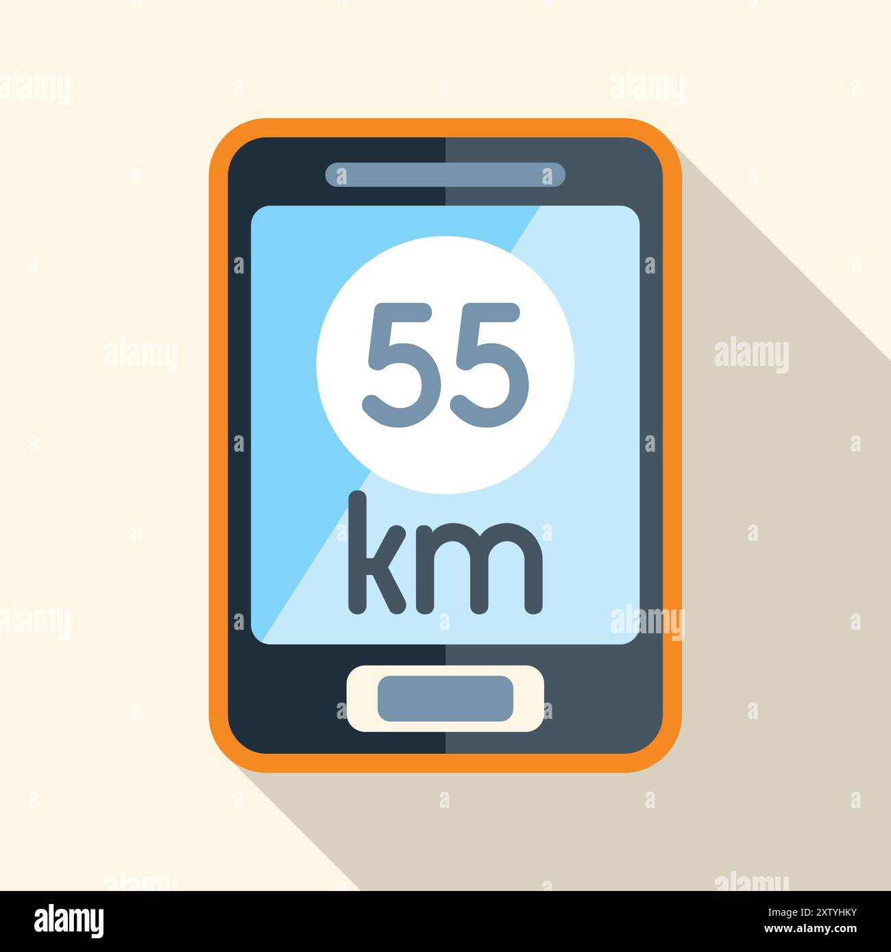 Smartphone is showing 55 km distance on a walking tracker app Stock ...