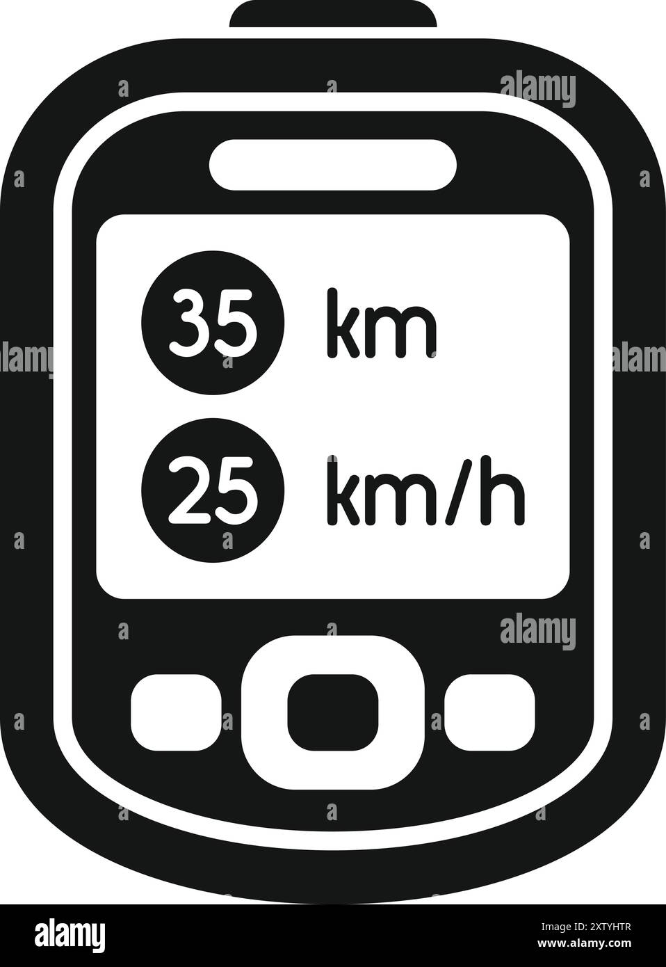 Black and white icon of a gps unit displaying speed and distance ...