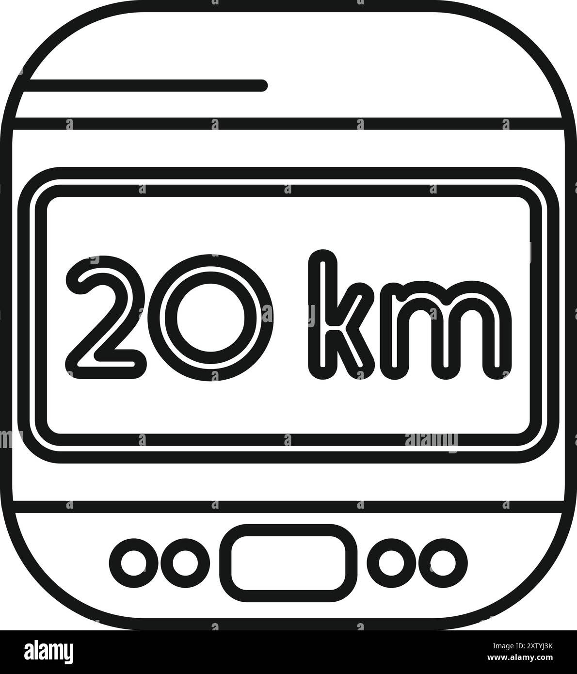 Digital smartwatch is displaying 20 kilometers on the screen ...