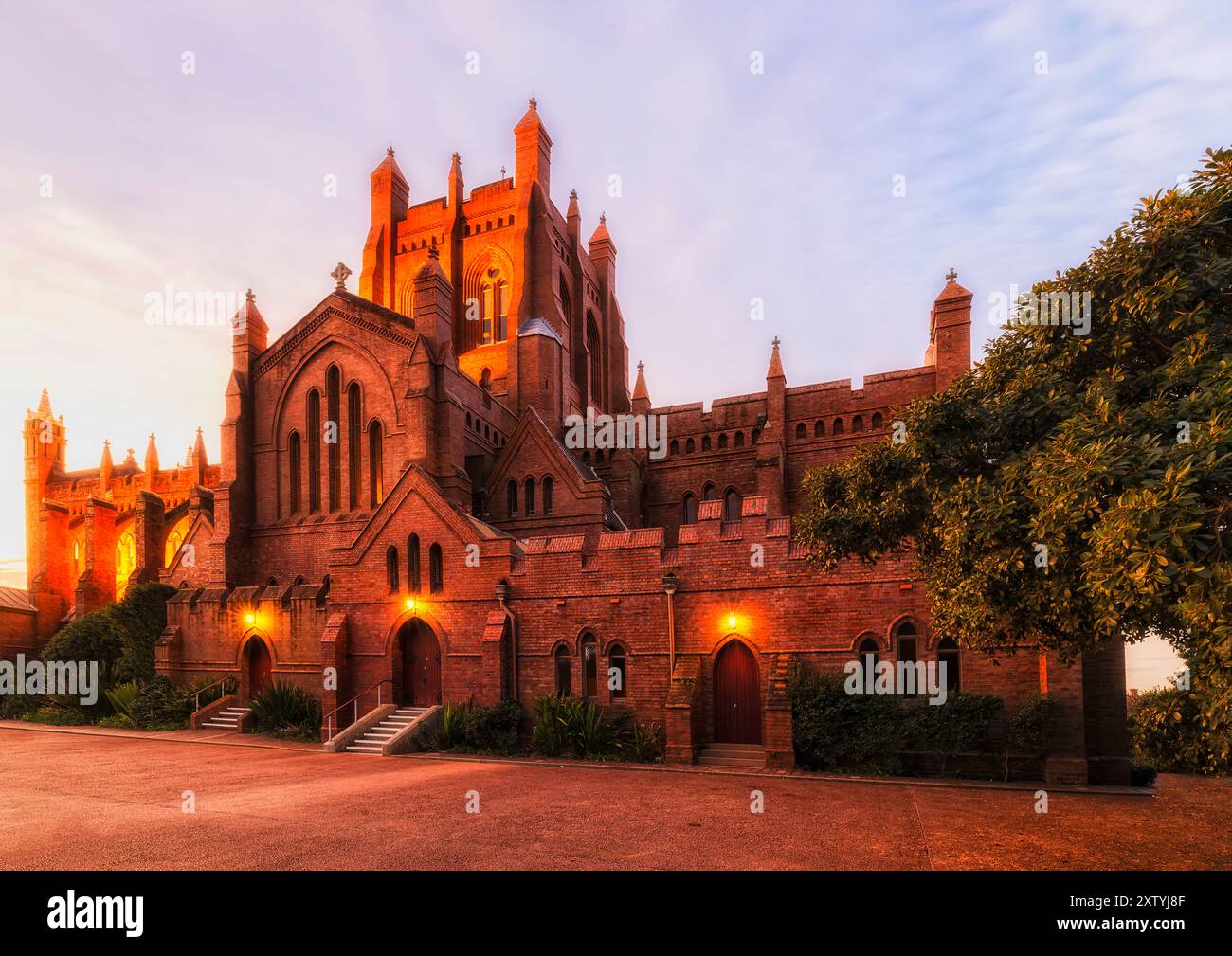 City of Newcastle historic Cathedral church building at sunset on the ...