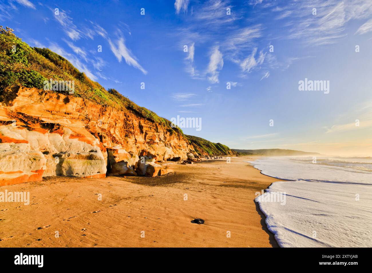 Erosion of sandstone rocks at Middle Camp beach of Catherine hill bay ...