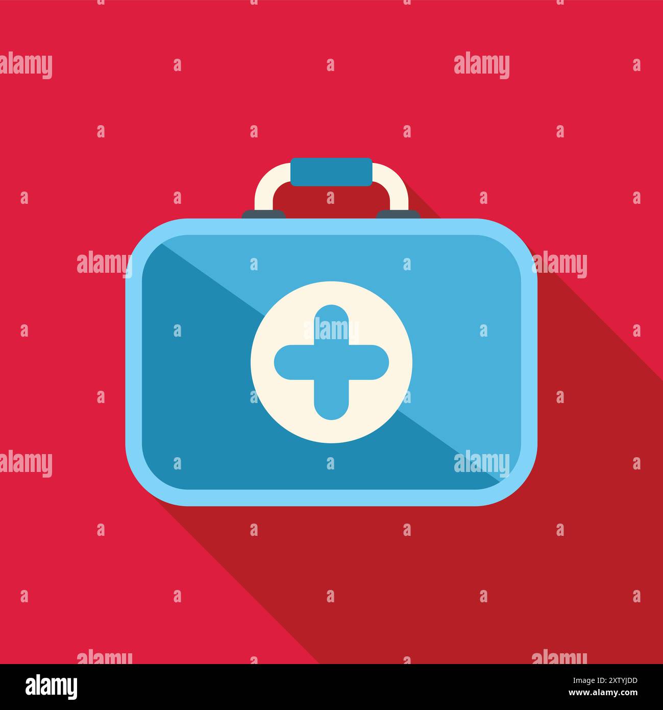 Blue first aid kit closed with a white cross on a red background Stock ...