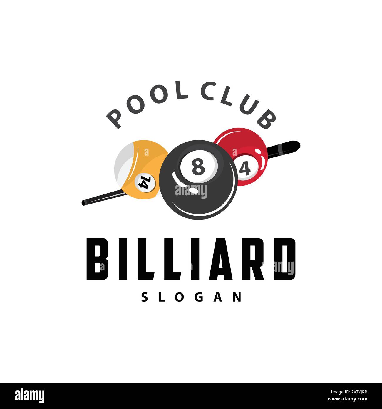 Billiard Logo Minimalist Design Ball and Stick Symbol Illustration ...