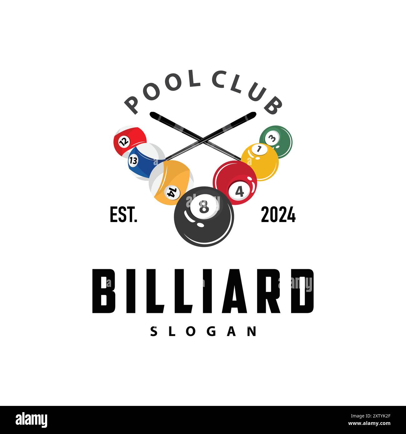 Billiard Logo Minimalist Design Ball and Stick Symbol Illustration ...