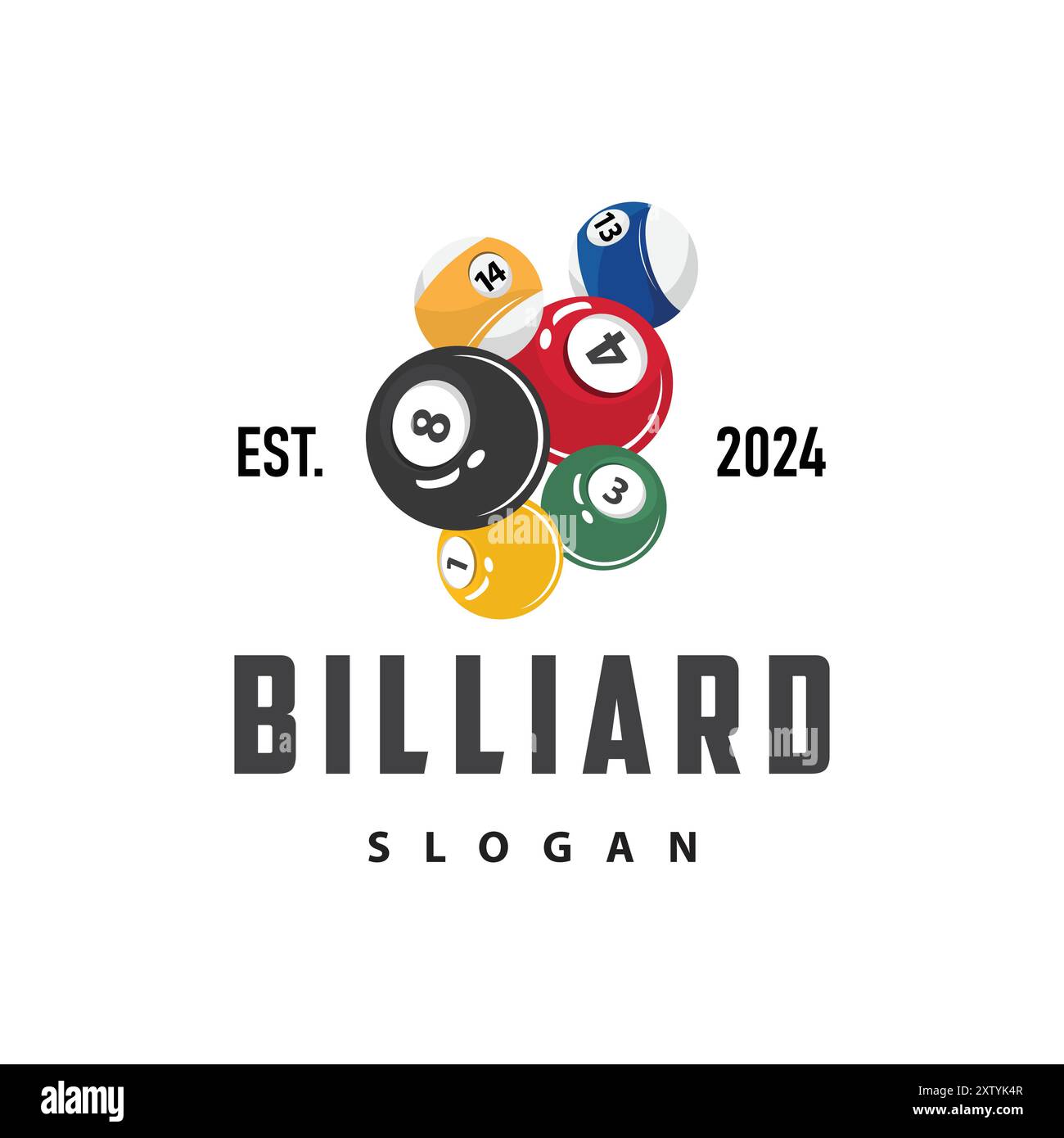 Billiard Logo Minimalist Design Ball and Stick Symbol Illustration ...