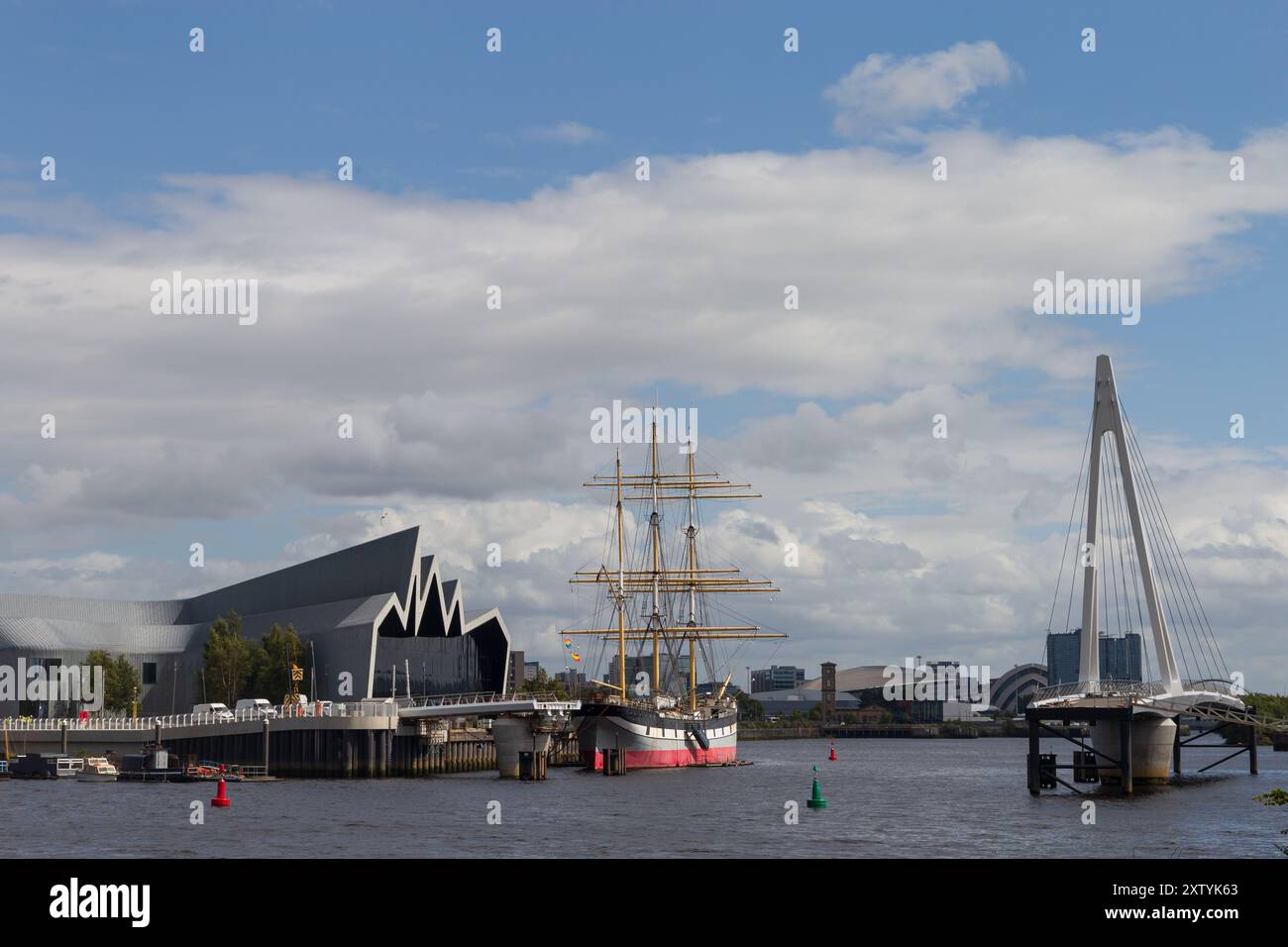 Glasgow's iconic riverside landscape with the new bridge in ...