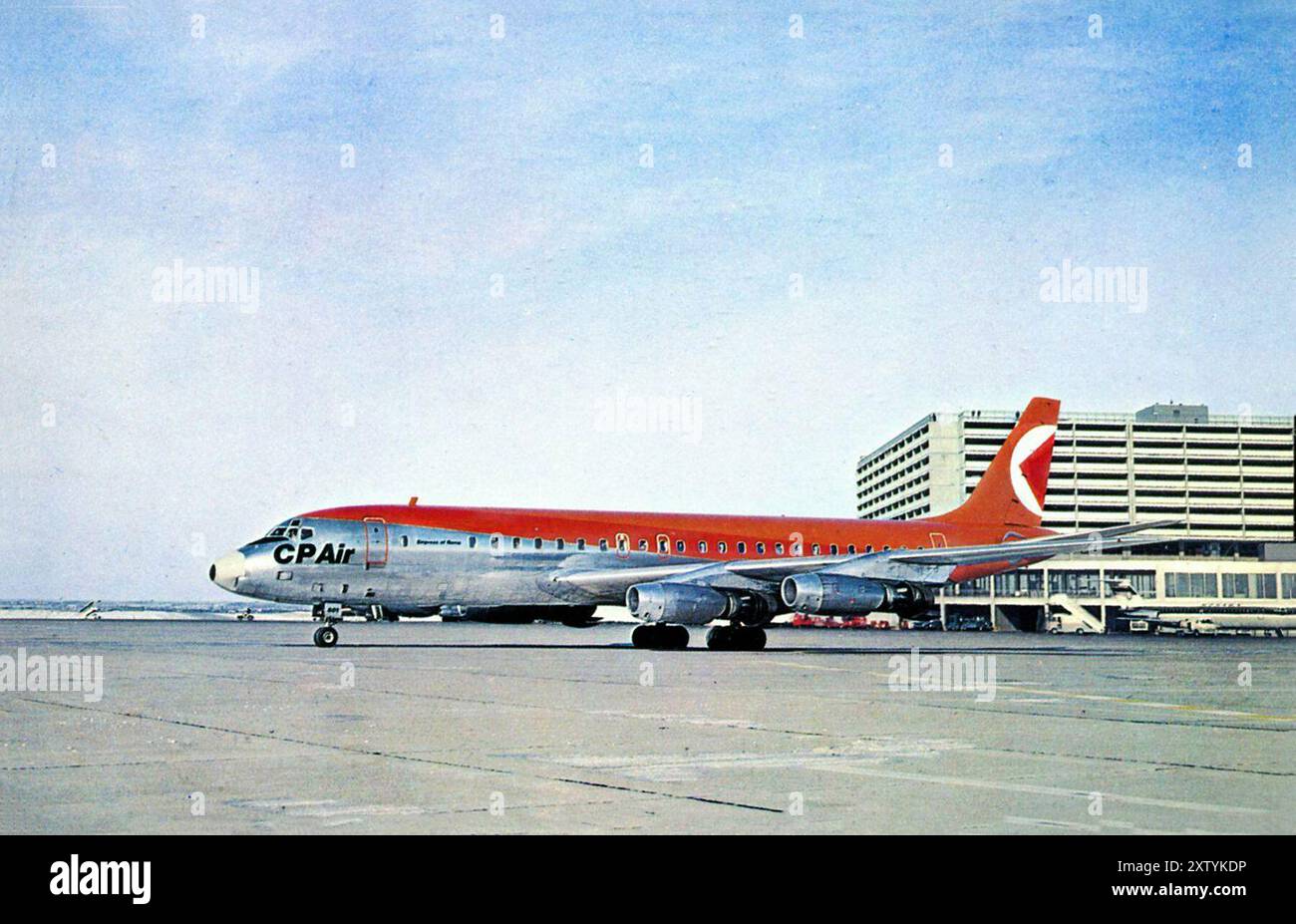 Vintage color postcard of a Canadian Pacific Airlines Boeing DC-8 ...