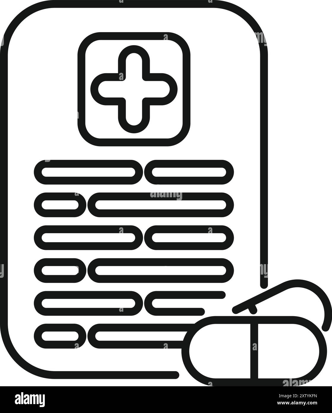 Line drawing of a medical prescription form with drugs, symbolizing the ...