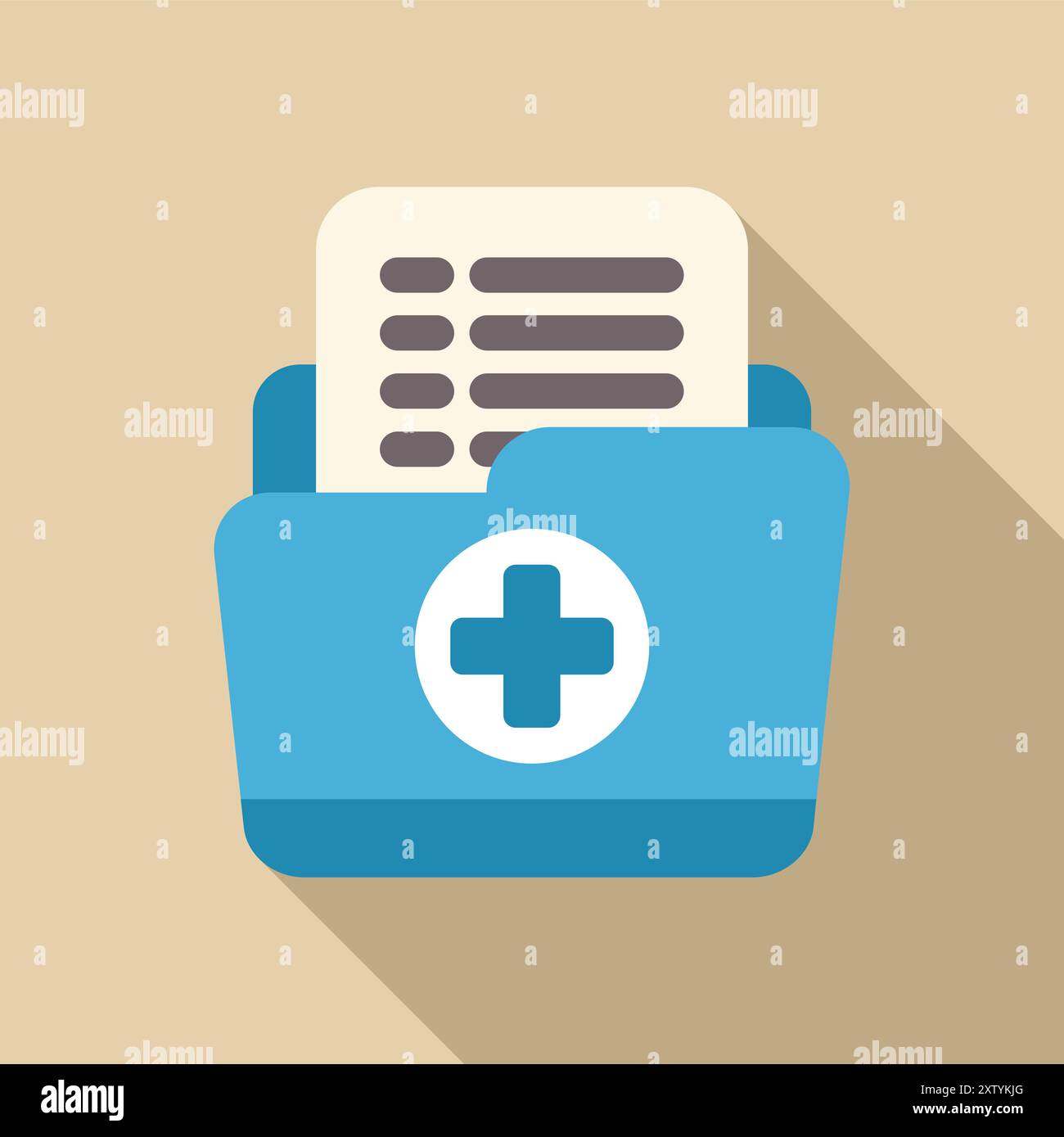 Blue folder containing medical history report with cross symbol ...
