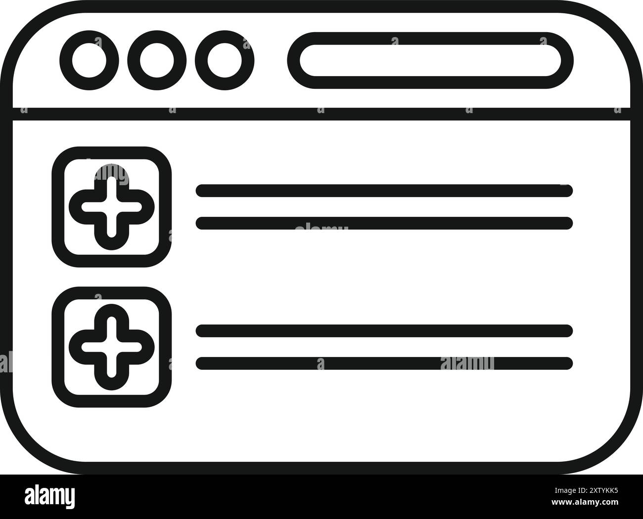 Online medical record adding patient data interface with cross symbols ...
