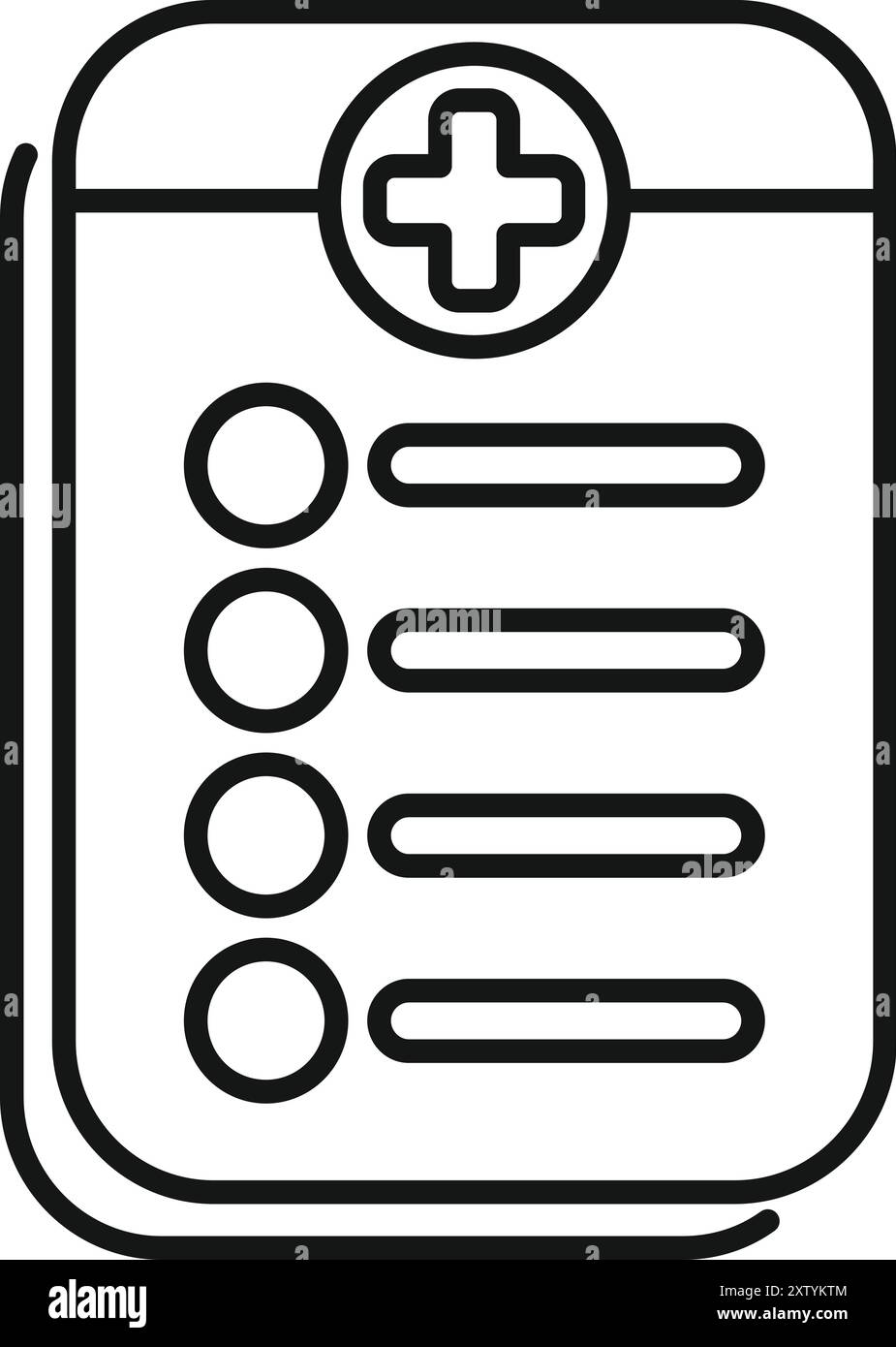 Simple line art icon of a medical checklist for managing patient care ...