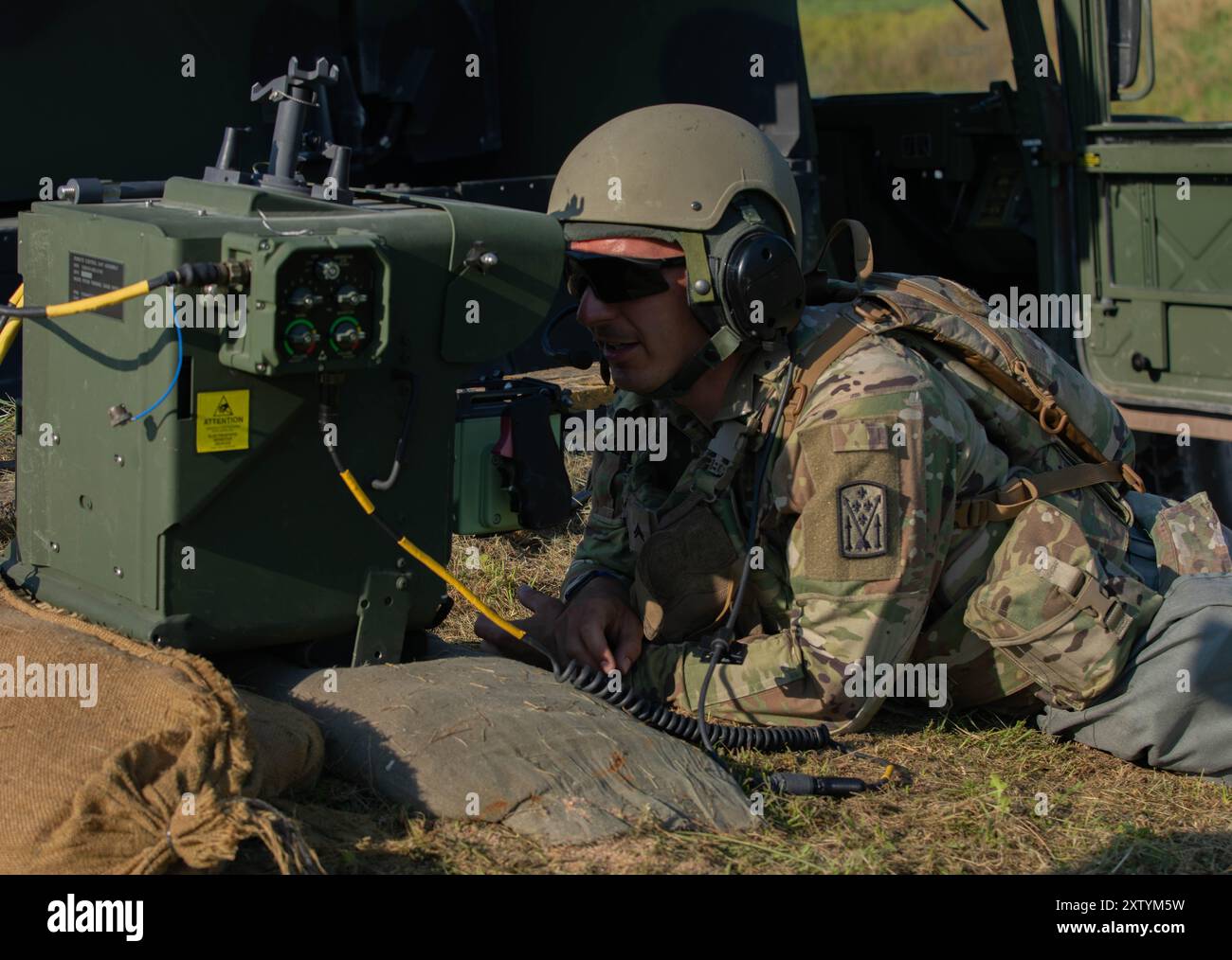 A U.S. Soldier, assigned to 1st Battalion, 57th Air Defense Artillery ...
