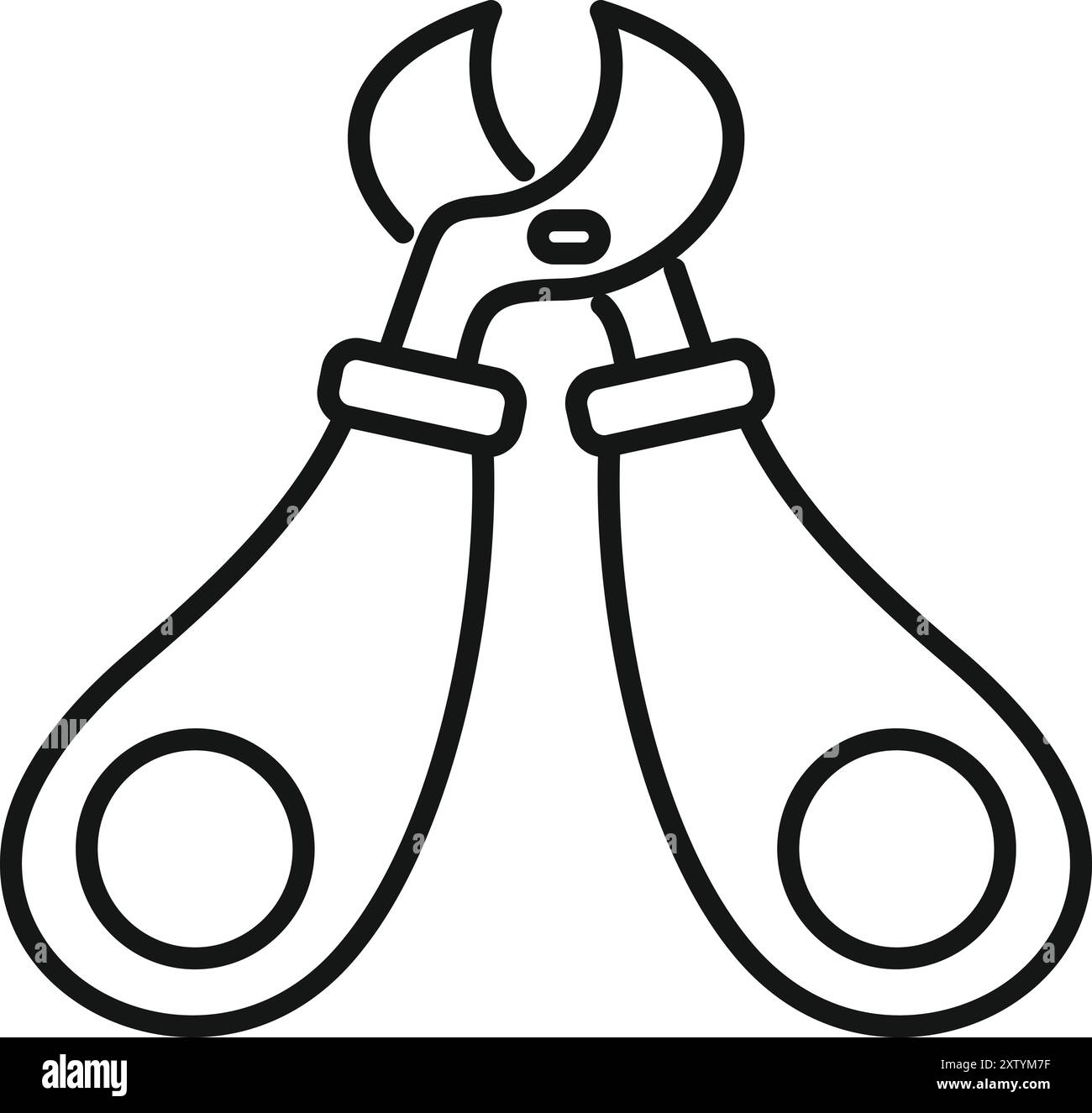 Simple line drawing of secateurs, a gardening tool used for pruning and ...
