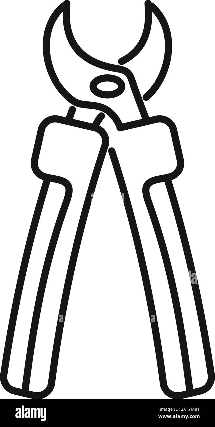 Simple outline design of a pair of secateurs isolated on a white ...