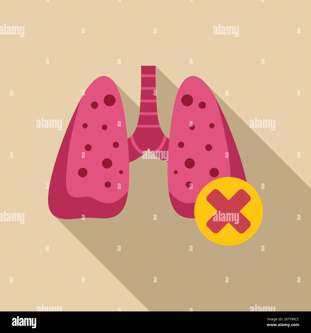 Stop smoking concept showing unhealthy lungs with a cross mark Stock ...