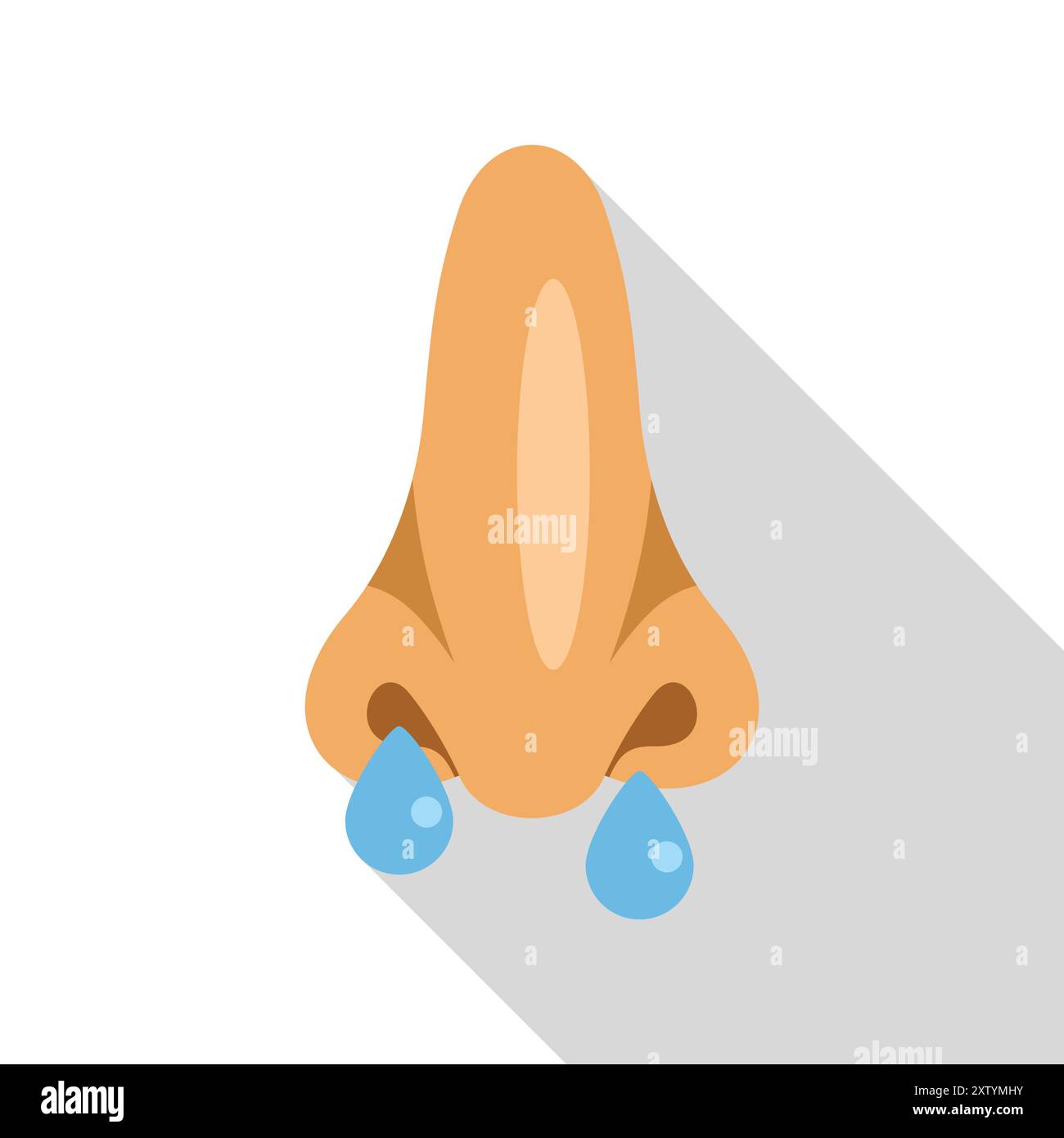 Runny nose with dripping mucus, isolated vector illustration Stock ...