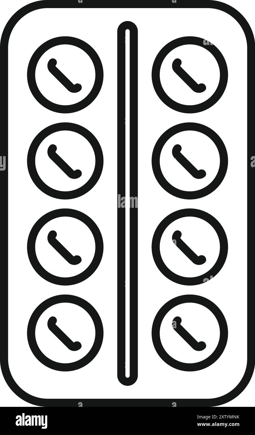 Simple line art icon of a blister pack containing a course of ...