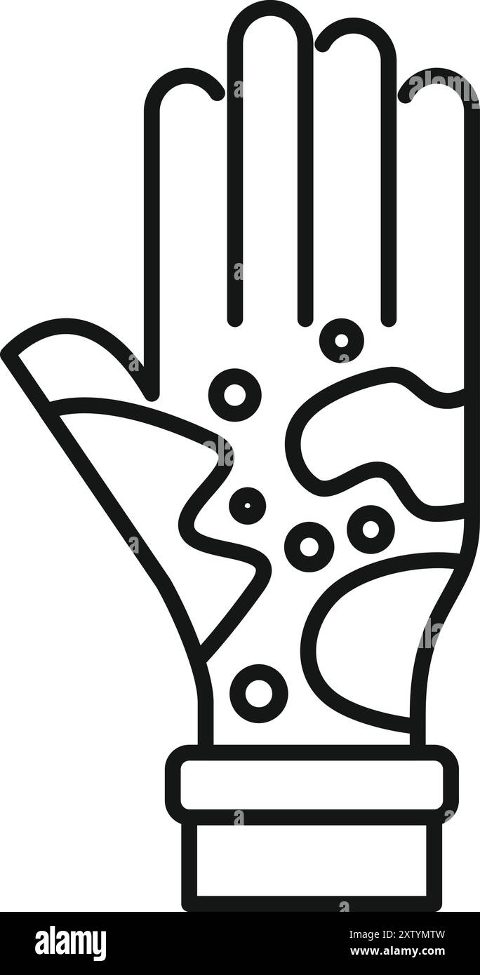 Line icon of a hand with a monkeypox rash, depicting the viral disease ...
