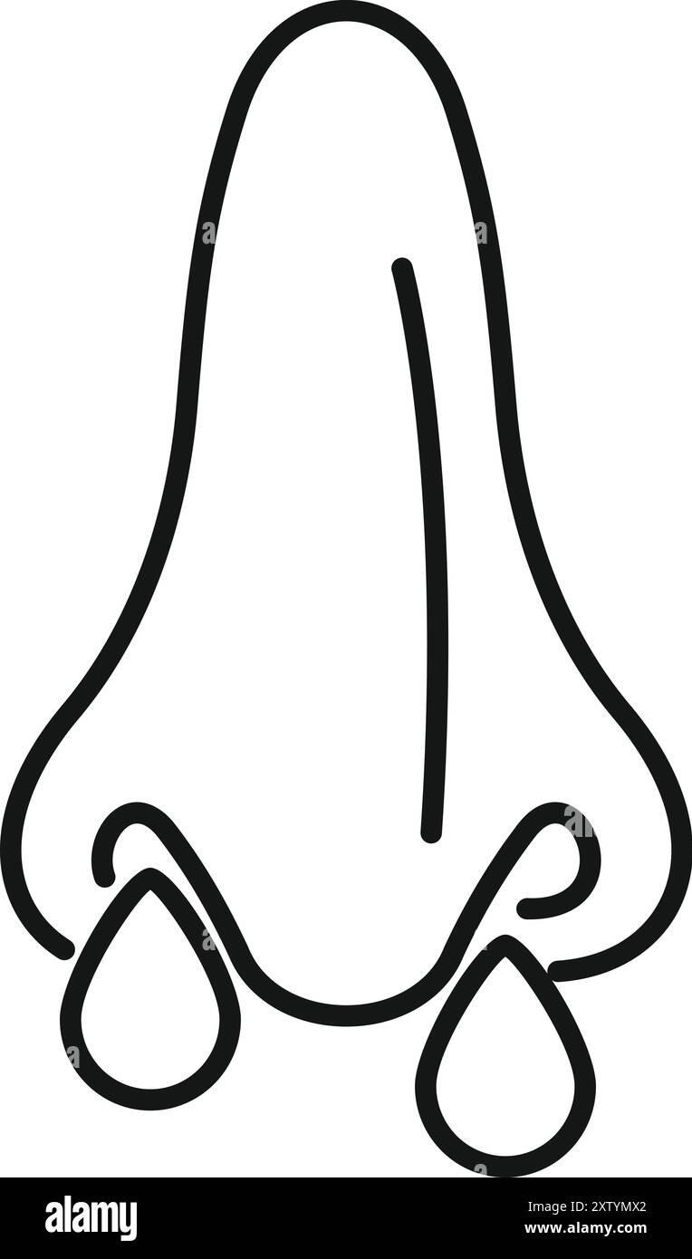 Runny nose line icon, cold symptom symbol, flu illustration Stock ...
