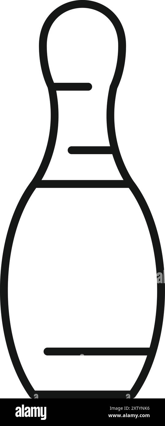 Simple outline icon of a bowling pin, isolated on a white background ...