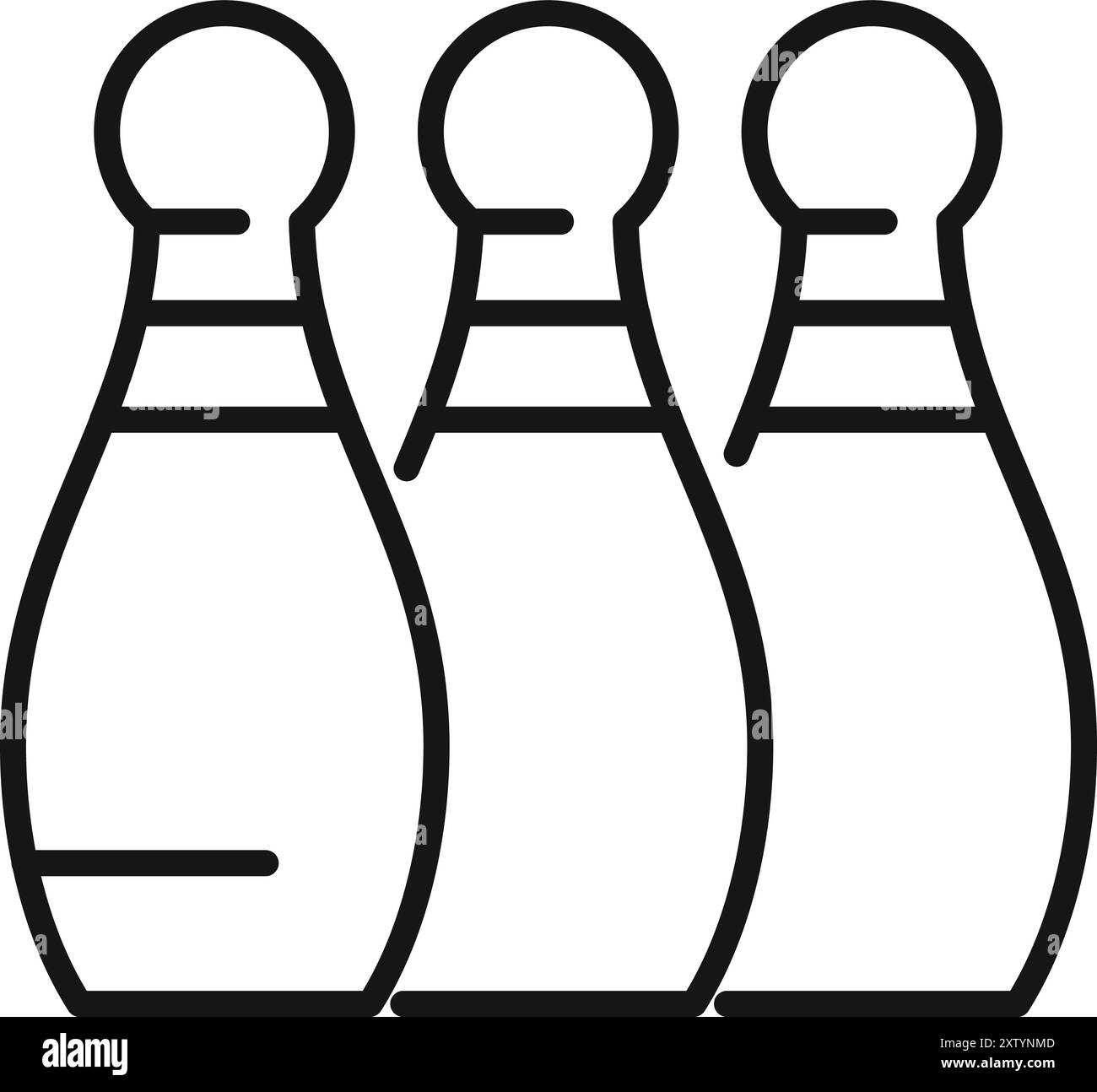 Three bowling pins are standing up, ready to be knocked down for a ...