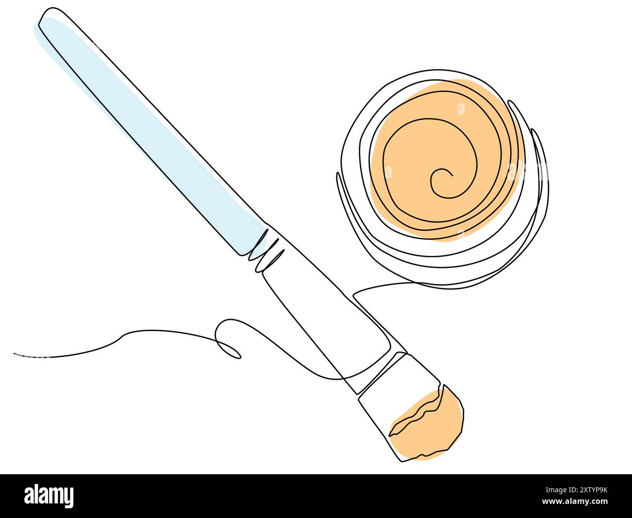A Paintbrush Resting on a Circular Container of Light Beige Paint on a ...