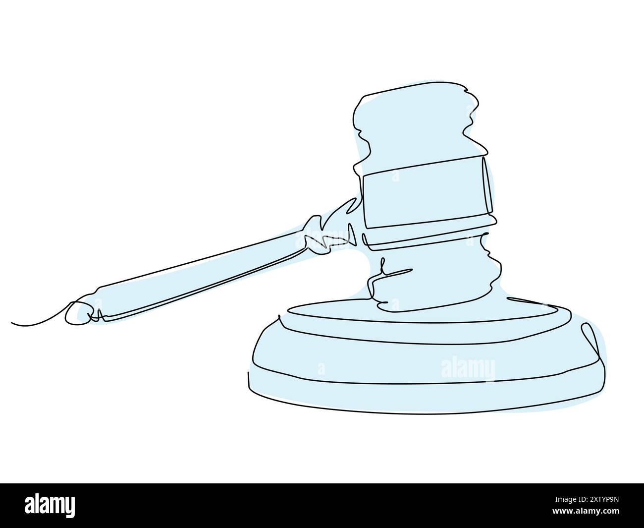 Simple Line Drawing of a Gavel Resting on a Block Representing Justice ...