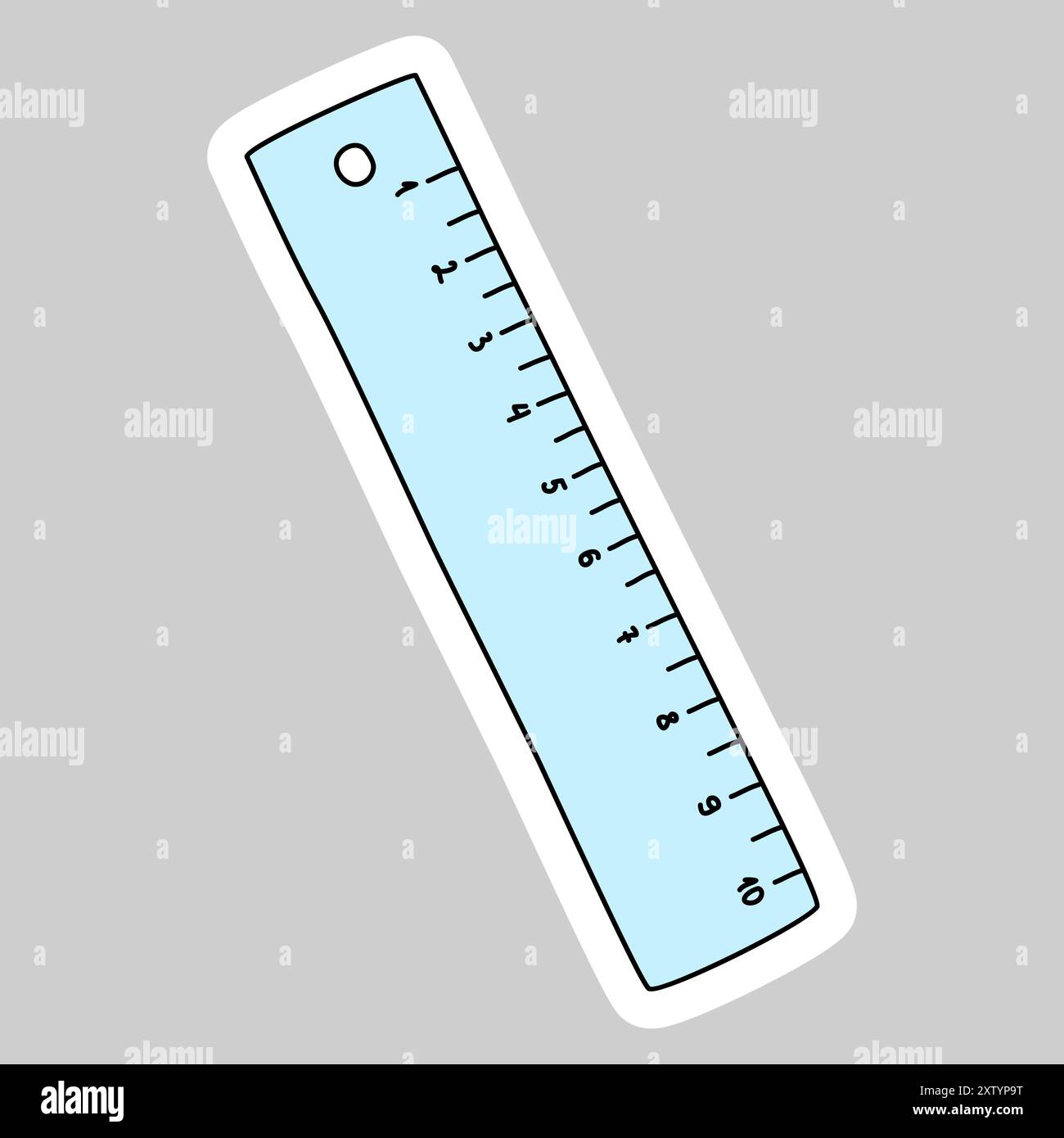 Sticker with straight school ruler, doodle style vector illustration ...