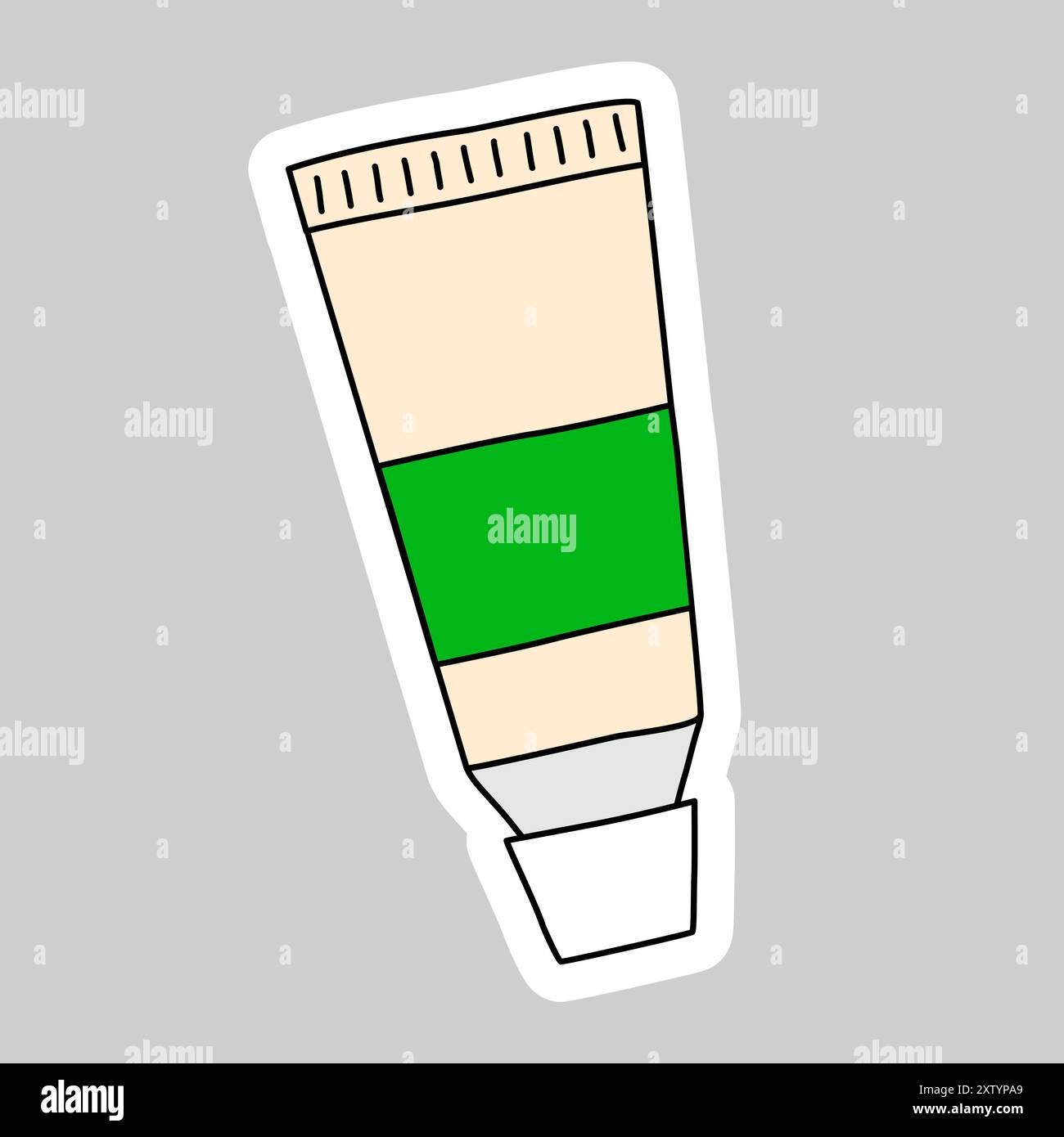 Sticker with green paint tube, doodle style vector illustration Stock ...