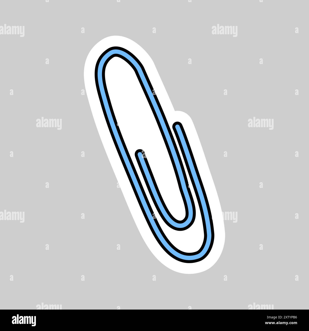 Sticker with blue paperclip icon, doodle style vector illustration ...