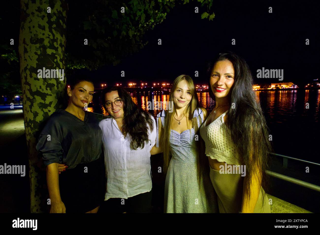 Mainz, Germany, August 12, 2024. Four Balkan women in a group photo ...