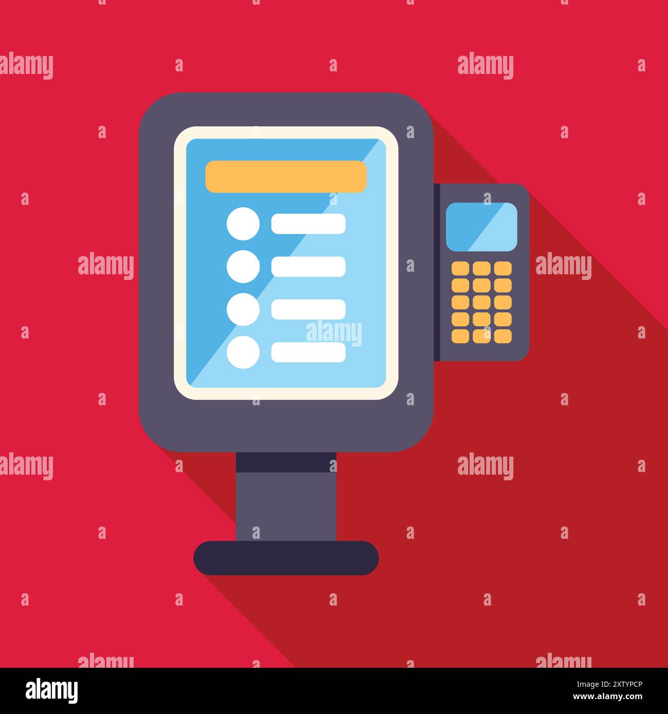 Electronic kiosk is showing information on screen with buttons to press ...